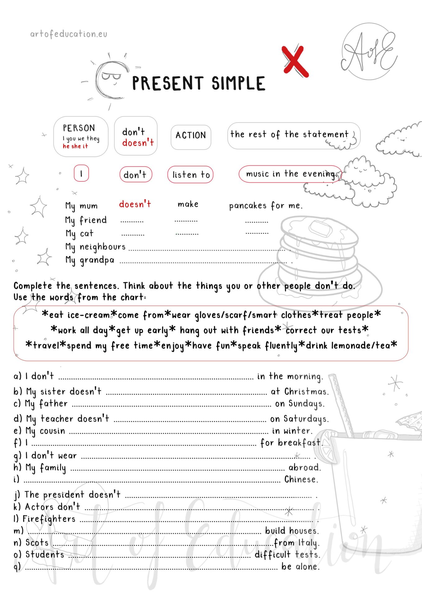 Present Simple – negative statement. English worksheet for students ...