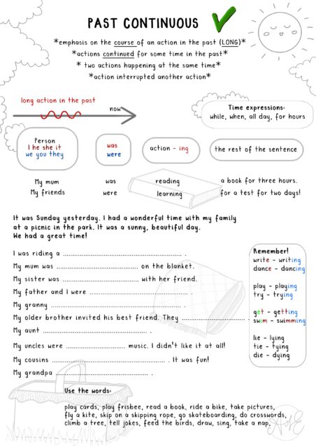 Past Continuous – positive statement. English worksheet for young ...